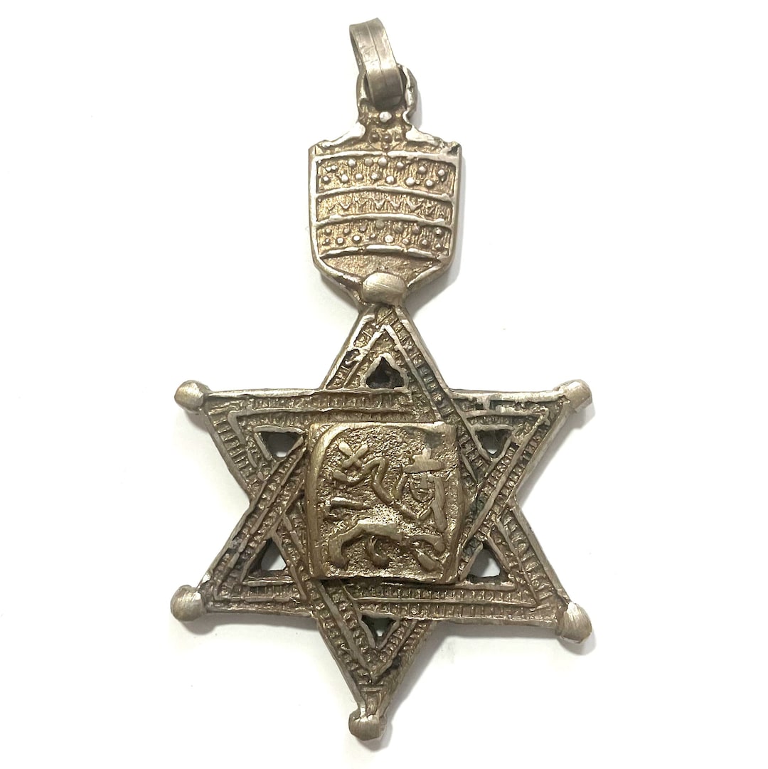 Ethiopia Lion of Judah Star of David Pendant. Made in 1970s. Lion of ...