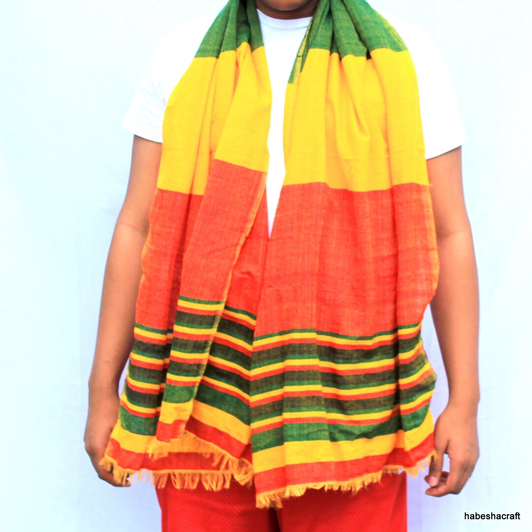 Ethiopian Rasta Scarf Netela Rasta Shawl Lightweight Green Gold Red ...