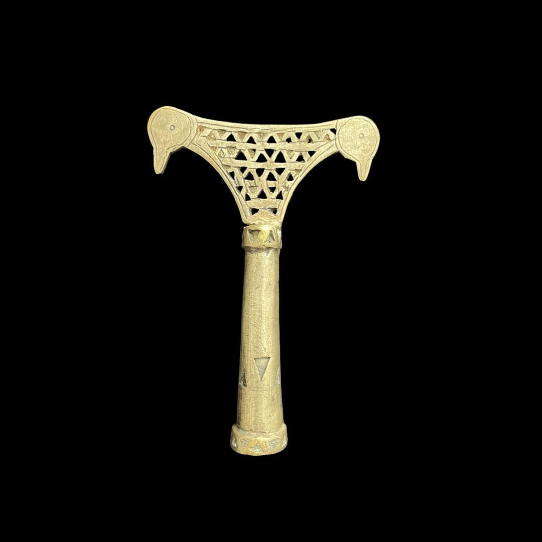 Hand-carved Ethiopian Iron Prayer Stick: Coptic Orthodox Monk Armrest ...