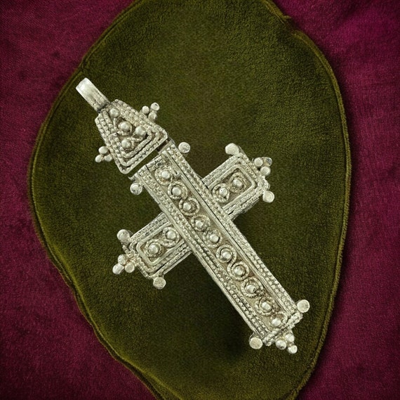 Old Ethiopian Coptic Christian Silver Cross Pendant. … - Gem