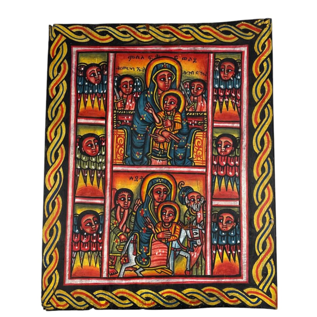 Large Ethiopian Coptic Christian Wooden Icon, Beautifully Painted ...