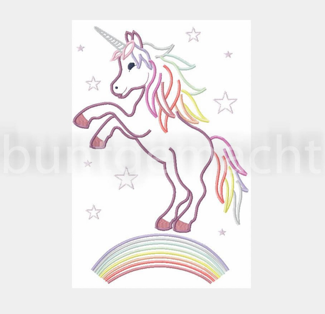 Unicorn Rainbow Stars Embroidery Design Unicorn Embroidery - Etsy