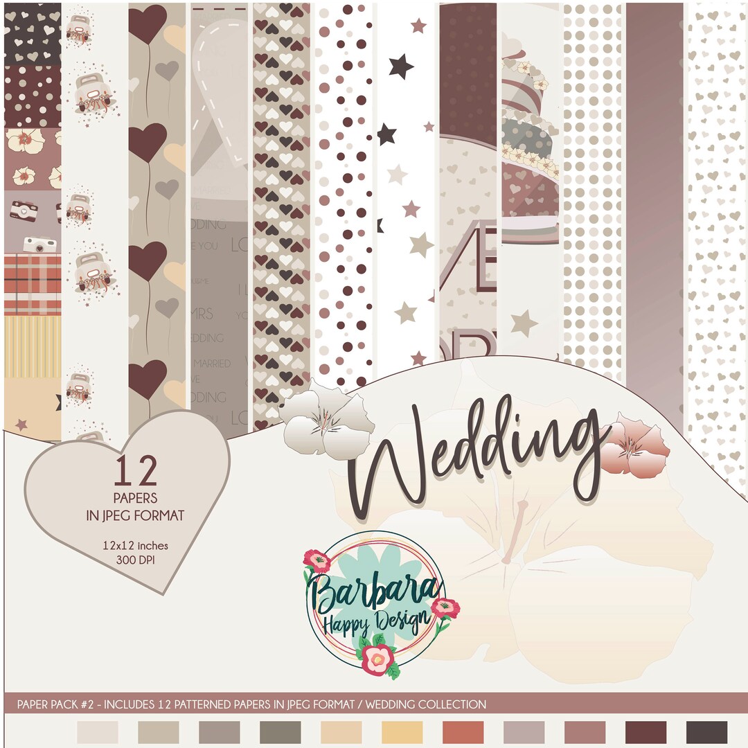 Wedding Digital Paper Card Making Scrapbook Paper Pack - Etsy