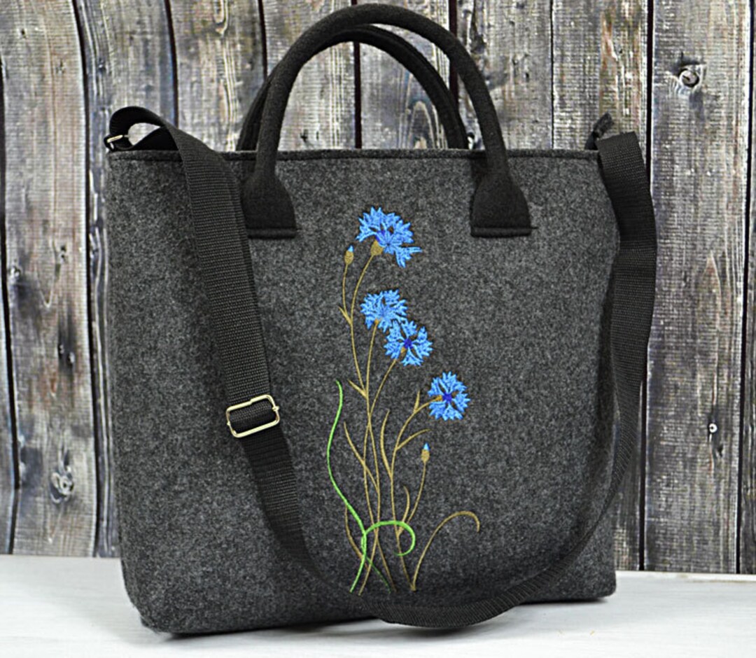 FELT LAPTOP BAG - Women Felt Bag - Flower Bag - Felt Tote Bag - 13-inch ...