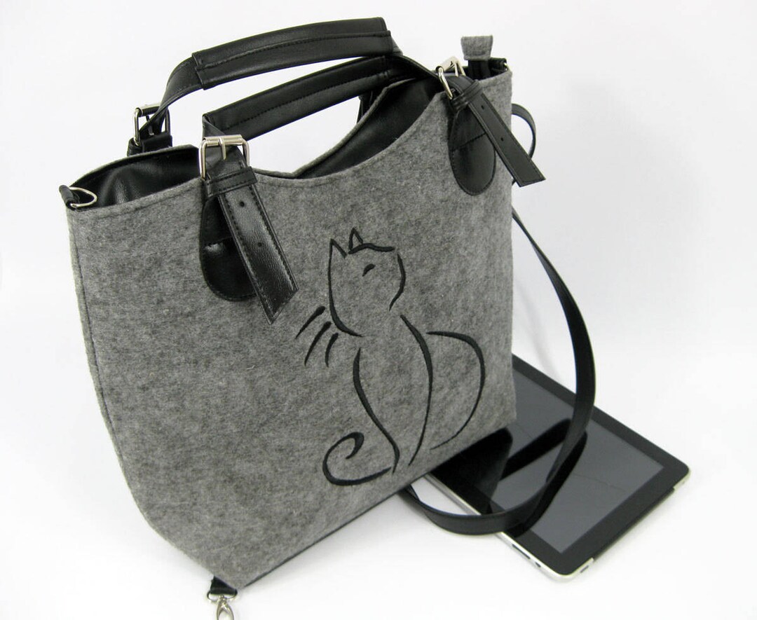 Felt Handbag, Felt Purse, Shoulder Bag, Women Handbag, Felt Catt Purse ...