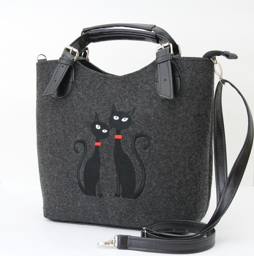 Felt Purse With Zipper, Felt Cat Purse, Cat Bag, Felt Tote, Bags and ...