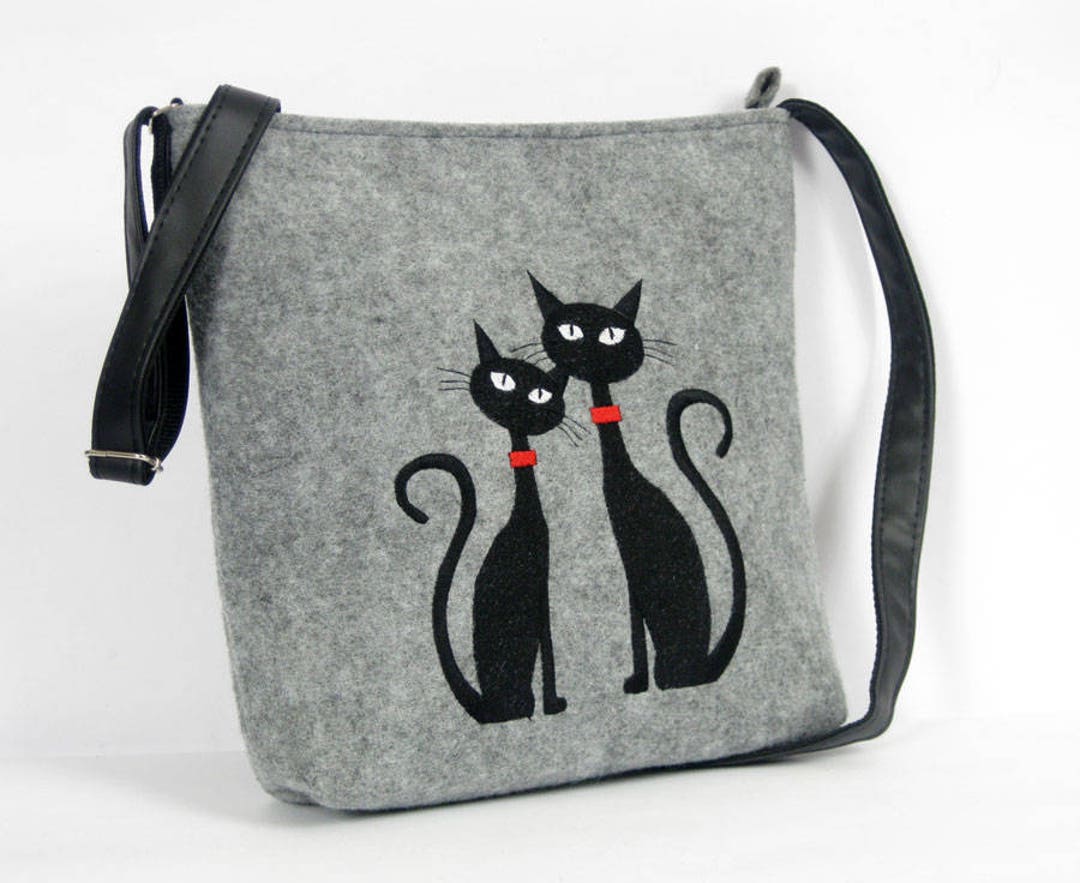 Felt Crossbody Bag, Women Felt Bag, Cat Bag, Felt Shoulder Bag, Cat ...