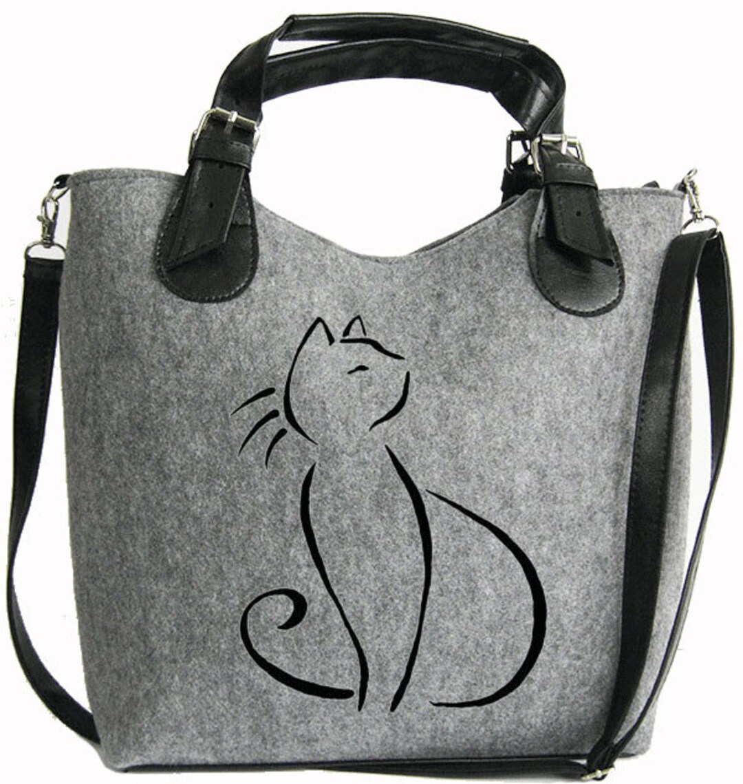 CAT BAG Women Felt Bag Felt Totebag Cat Bag Felt - Etsy