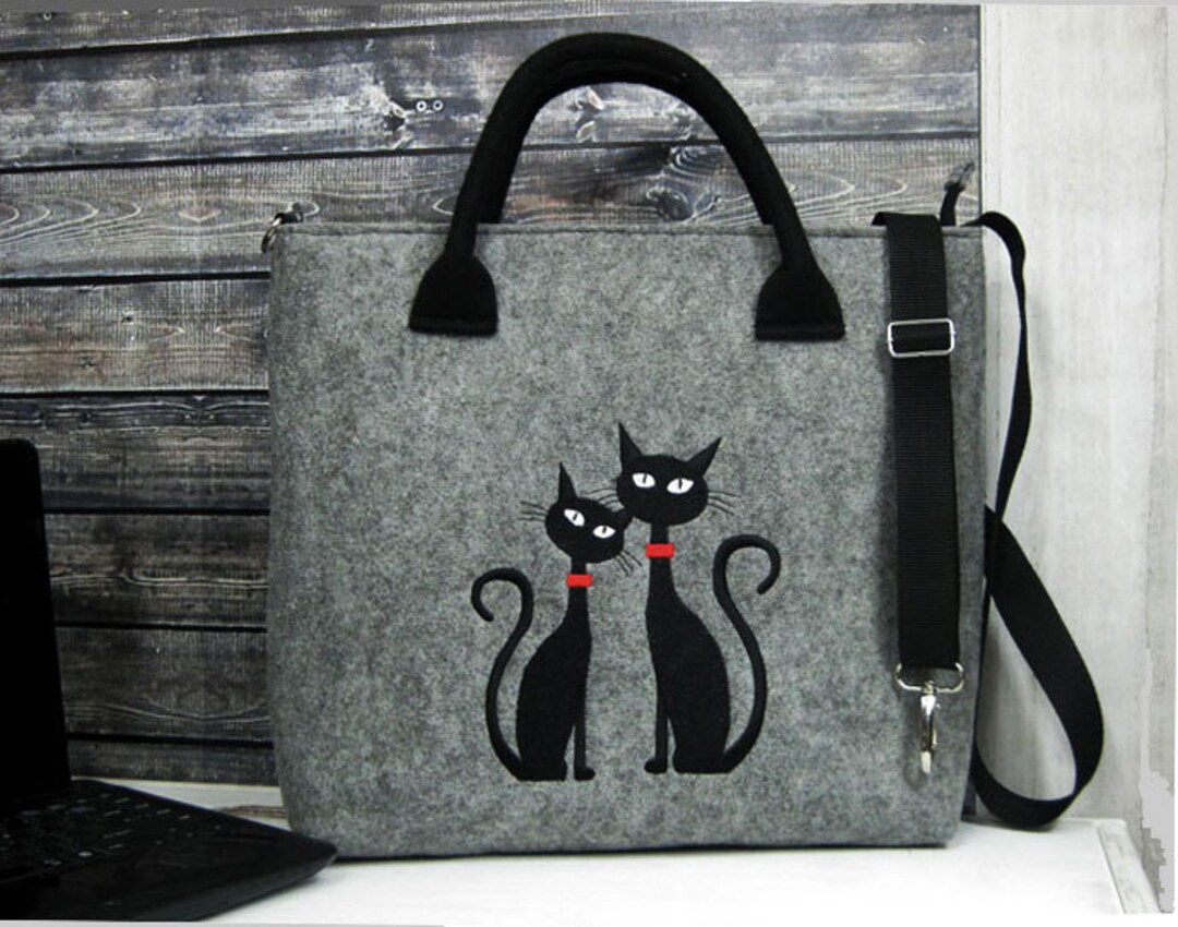 Felt Tote Bag - Felt Handbag - Felt Shoulder Bag, CAT PURSE, Felt Purse ...