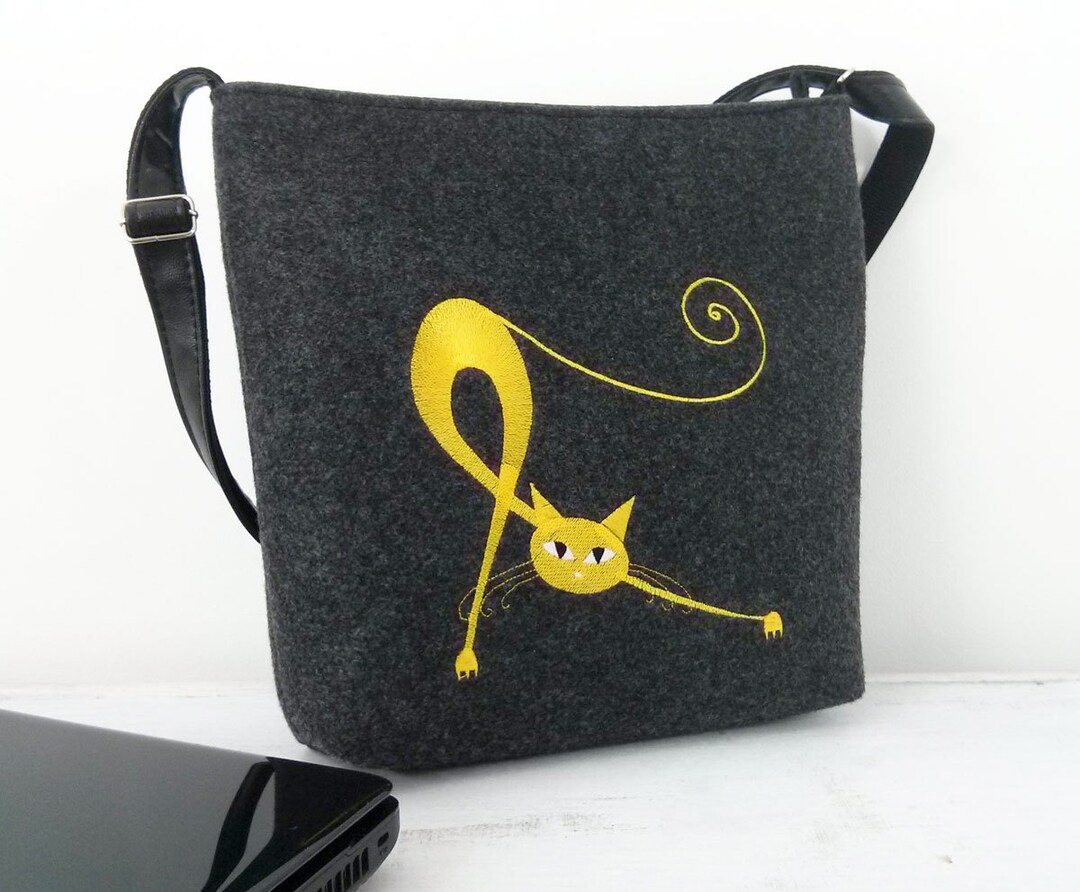 Crossbody Bag, Crossbody Purse, Grey Felt Minimalist Handbag, Dark Grey ...