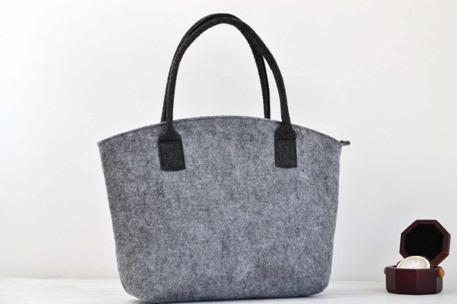 FELT BAG Gray Bag Womens Felt Bag Bags Purses Minimalist - Etsy