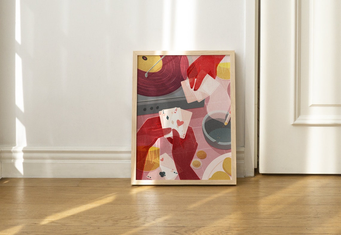 Playing Cards | Colorful Art Print Illustration | Wall Decor | Home ...