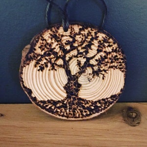 Round Tree of Life Wooden Cut Log Slice-handmade-hand Drawn Pyrography ...