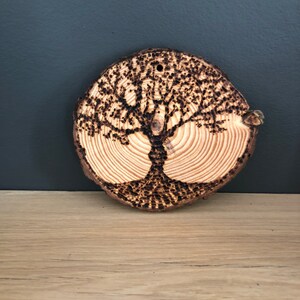 Round Tree of Life Wooden Cut Log Slice-handmade-hand Drawn Pyrography ...