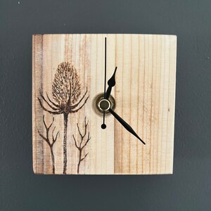 Teasels and Twigs- Handmade Wooden Wall Clocks- Hand Drawn Designs - Etsy