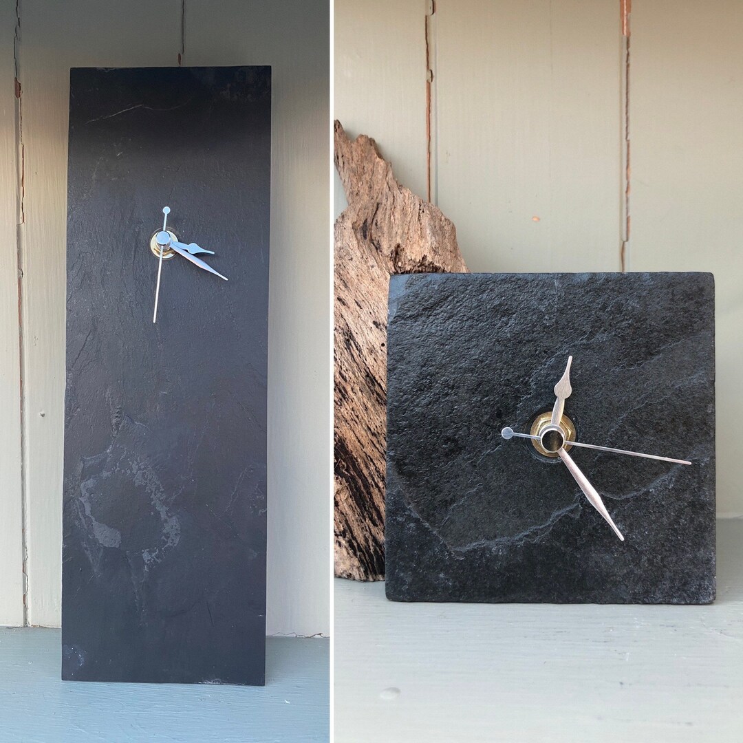 Natural Slate Clock Handmade Long Dark Grey Slate Clock - Etsy
