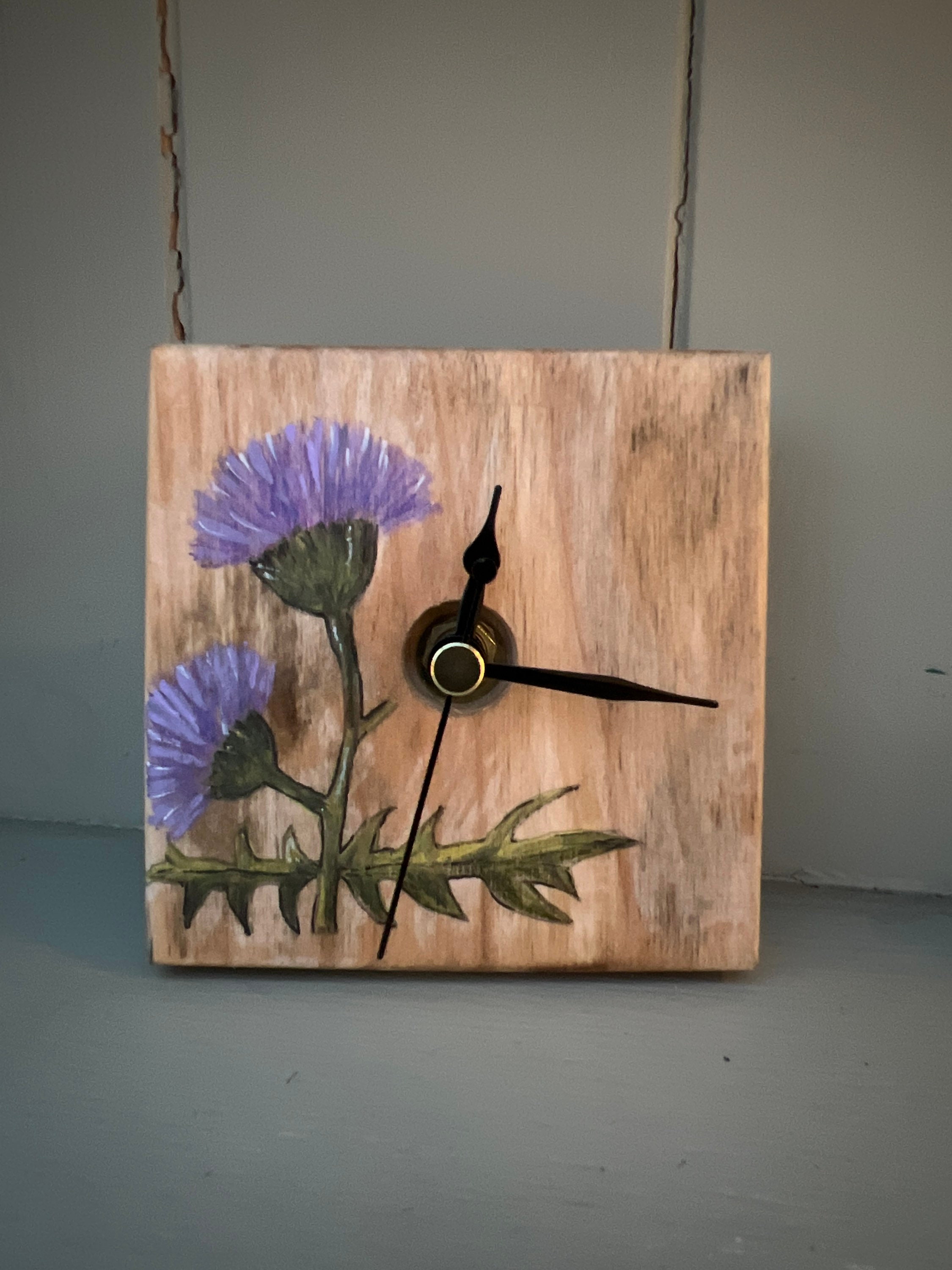 Thistle Design Wooden Wall Clock - Etsy