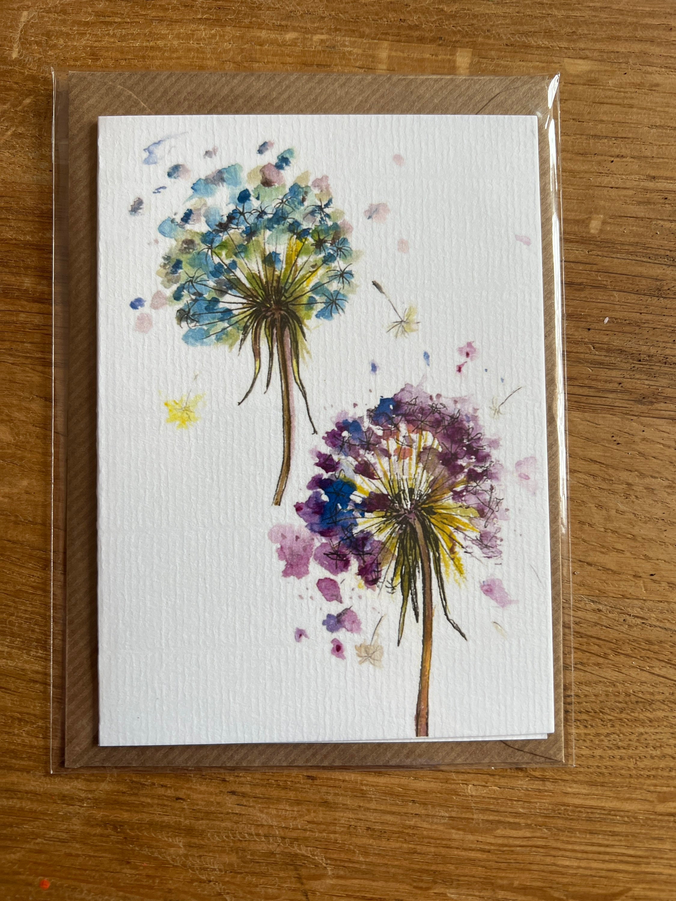 Dandelion Log Slice hanging Wooden Sign With Matching Card - Etsy