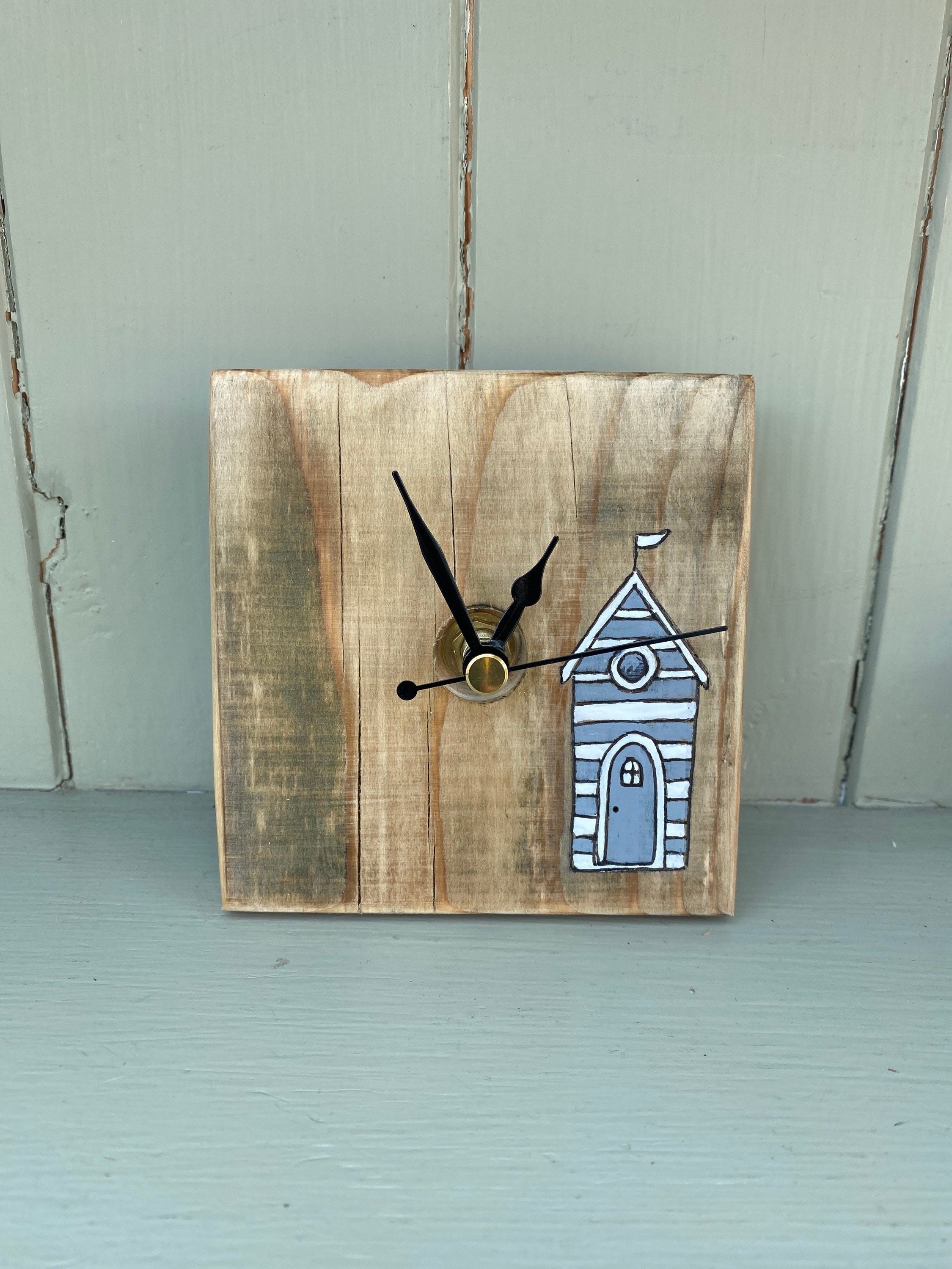 BEACH HUTS CLOCK Long or Small Summer Wooden Wall Clock - Etsy UK