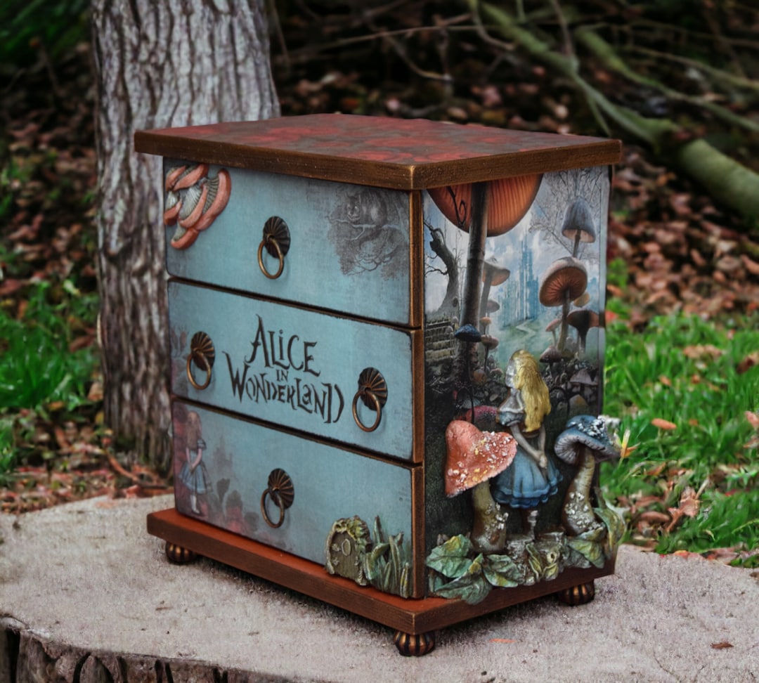 Gift for Kid Alice in Wonderland Cheshire Cat Drawer Organizer Mushroom ...