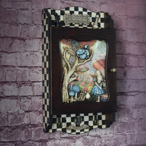 Alice in Wonderland Key Box Cheshire Cat Wall Holder White Rabbit Key ...