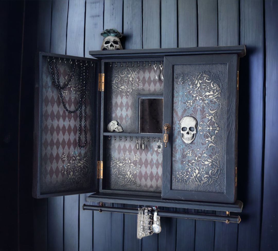 Wall Cabinet Gothic With Doors Home Decor Skull Decor Skeleton ...