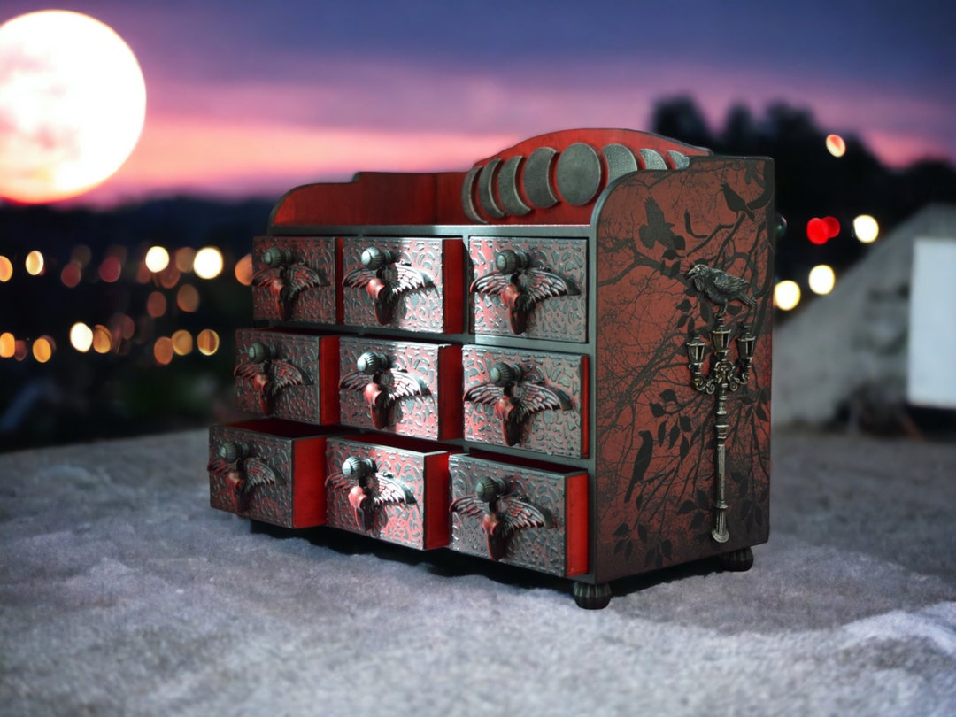 Apothecary Cabinet Gothic Home Decor Raven Skull Whimsigoth Furniture ...