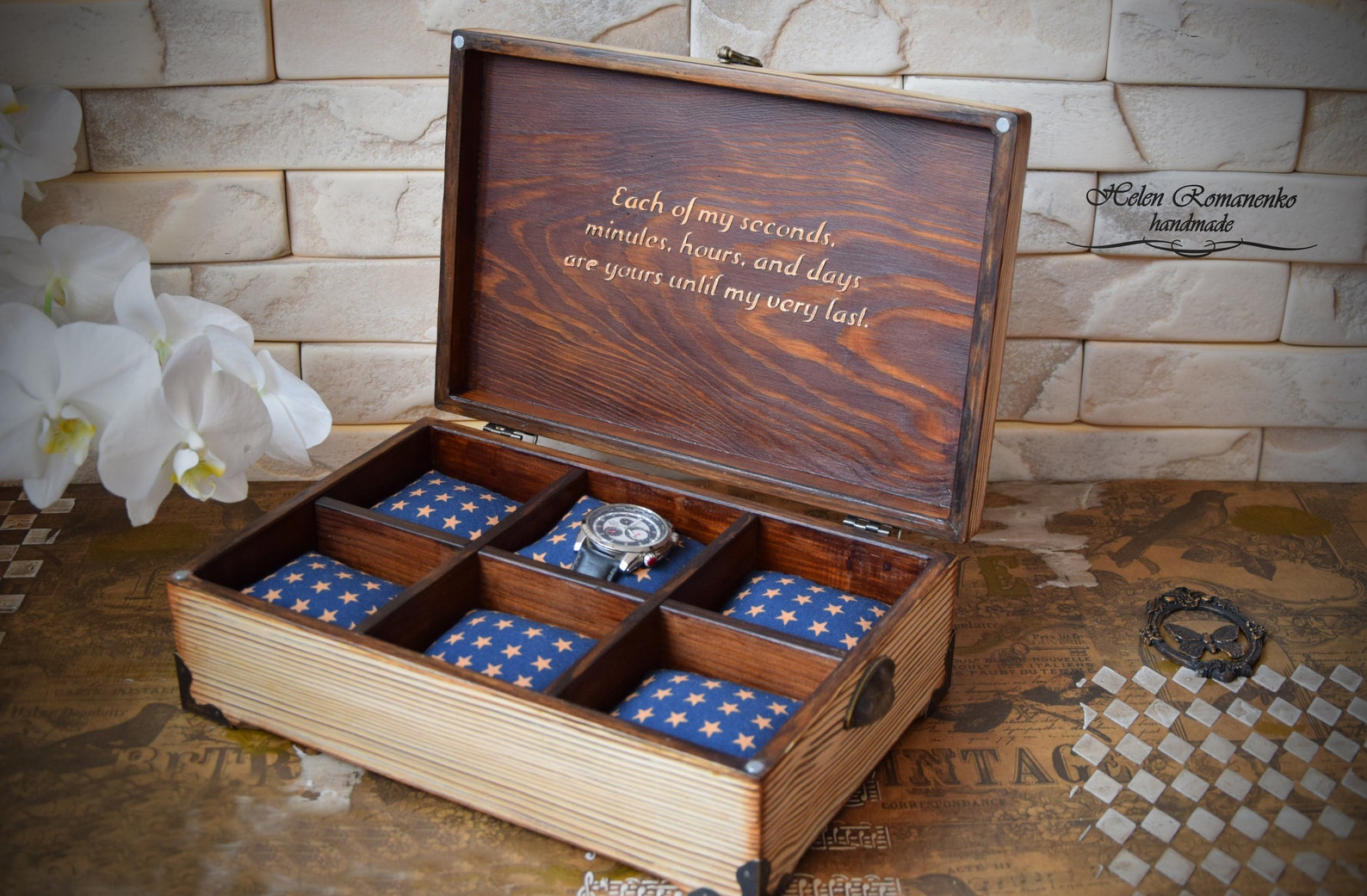 Watch box personalized OOAK Custom watch box with monogram | Etsy