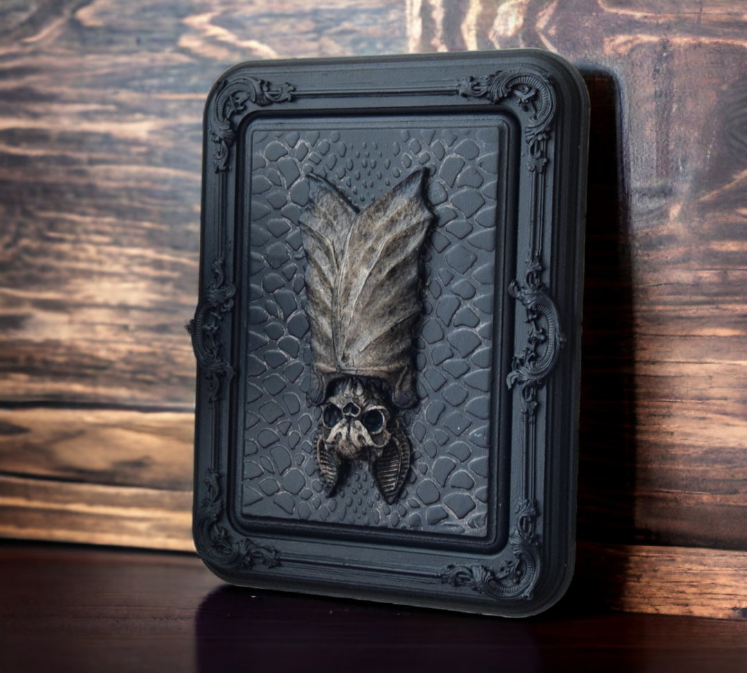 Pagan Wall Art Gothic Home Decor Skull Bat With Wings Frame Dark Home ...