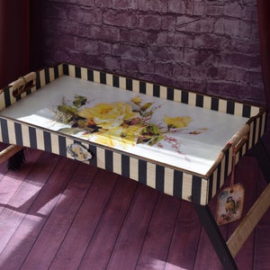 Old Fashioned Wooden Bed Tray Floral Design Morning Coffee Trays ...