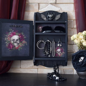 Gothic Home Decor Wall Mounted Key Box With a Bat Skull Key Storage ...