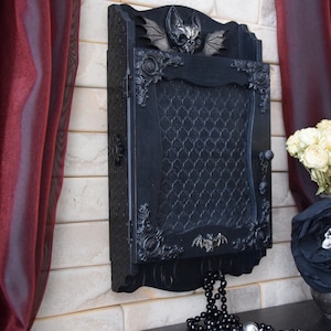 Gothic Home Decor Wall Mounted Key Box With a Bat Skull Key Storage ...