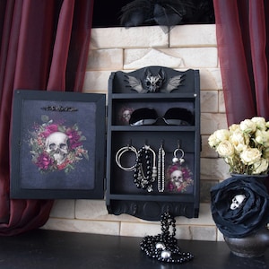 Gothic Home Decor Wall Mounted Key Box With a Bat Skull Key Storage ...