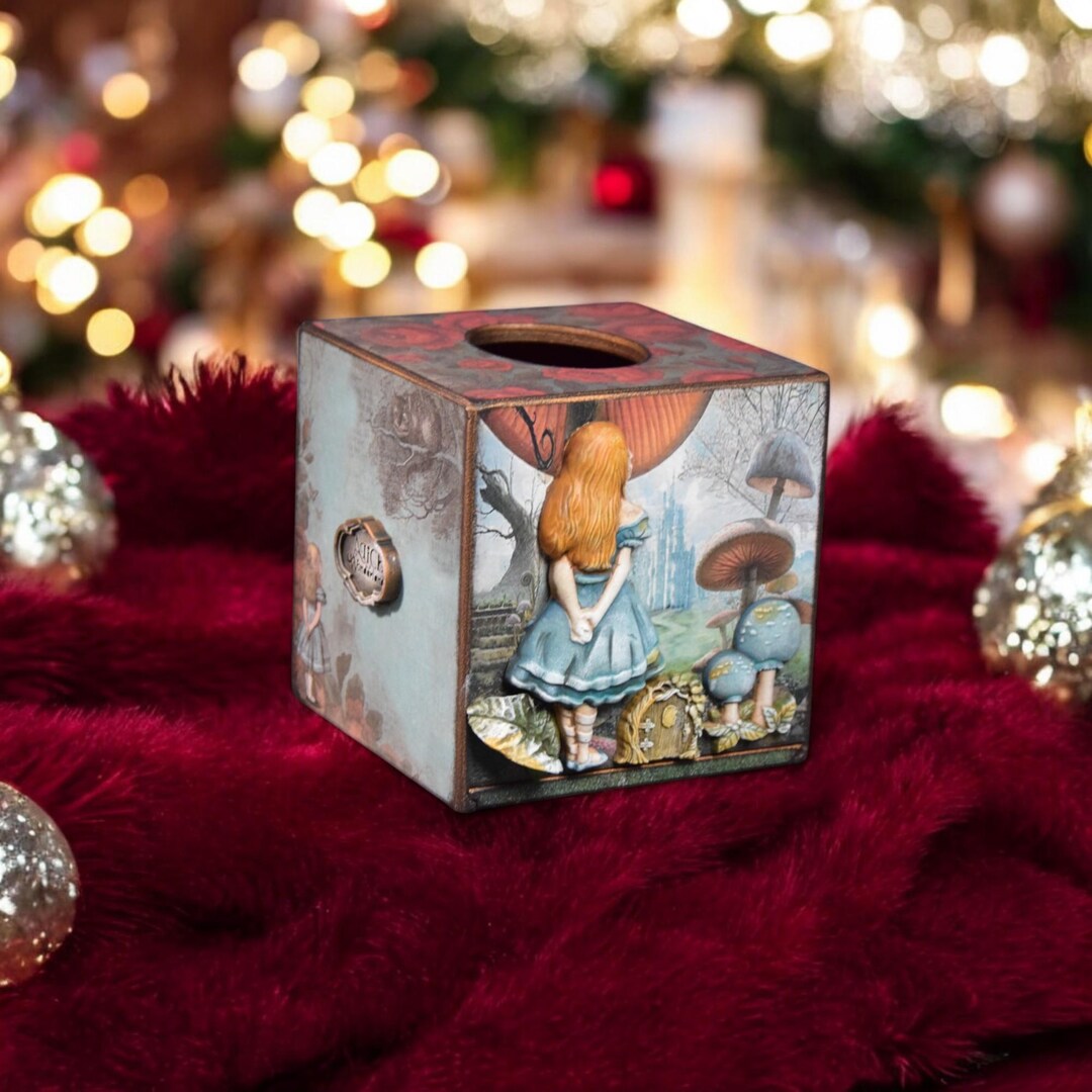 Alice in Wonderland Tissue Box Cover – Wooden Napkin Holder With ...