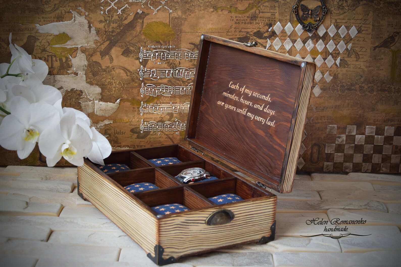 Watch box personalized OOAK Custom watch box with monogram | Etsy