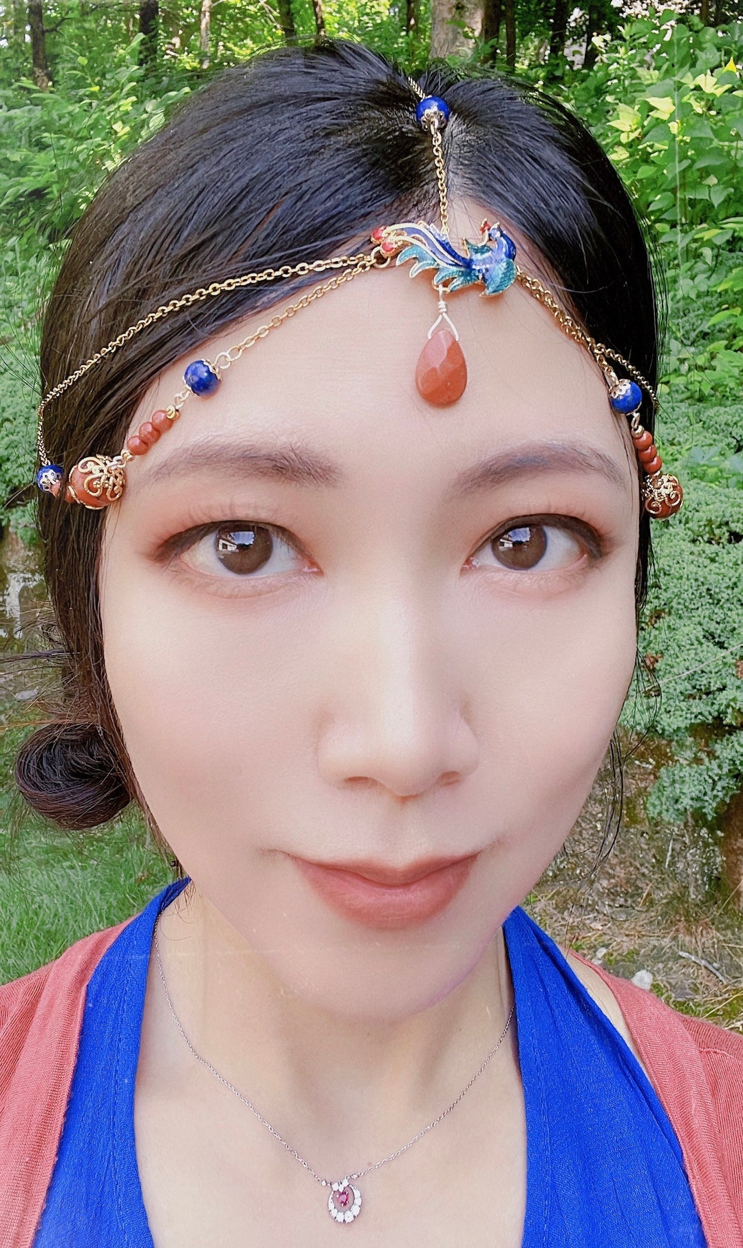 Phoenix Gemstone Headpiece: Red Jasper Lapis Lazuli Hair Jewelry - Etsy