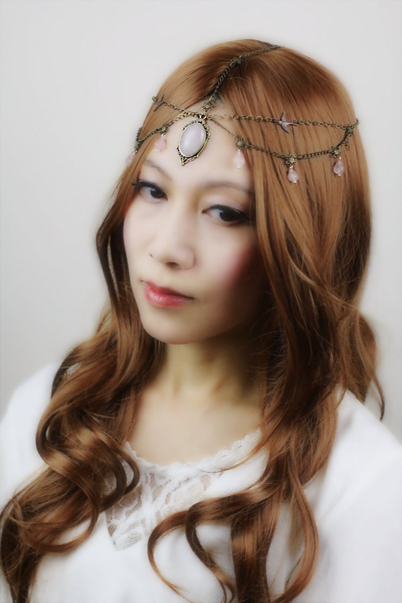 Rose Quartz Head Piece Forehead Chain Bridal Headpiece - Etsy