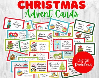 Fun Christmas Advent Activity Cards, Christmas Advent Cards, Kids ...