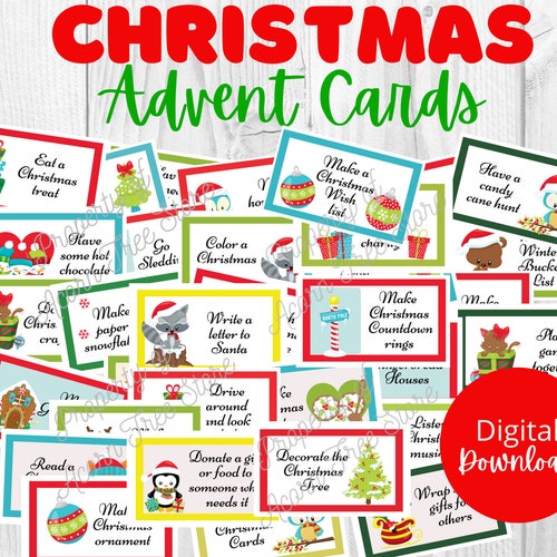 Christmas Advent Calendar Activity Cards Countdown to - Etsy