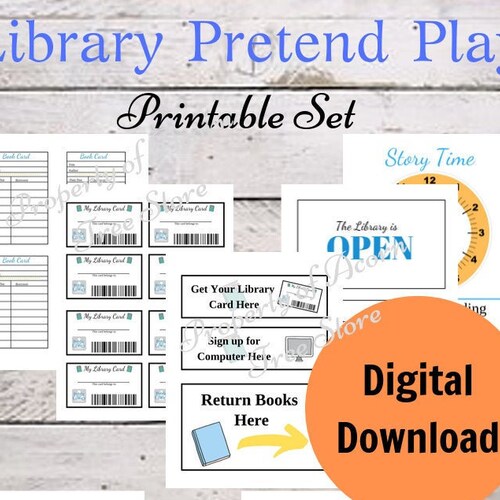 Library Pretend Play Printable Set | Etsy