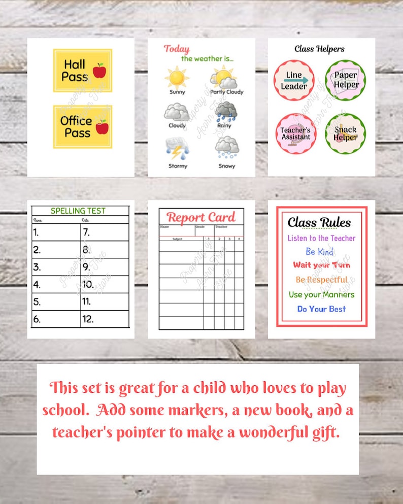 School / Teacher Pretend Play Printables - Etsy