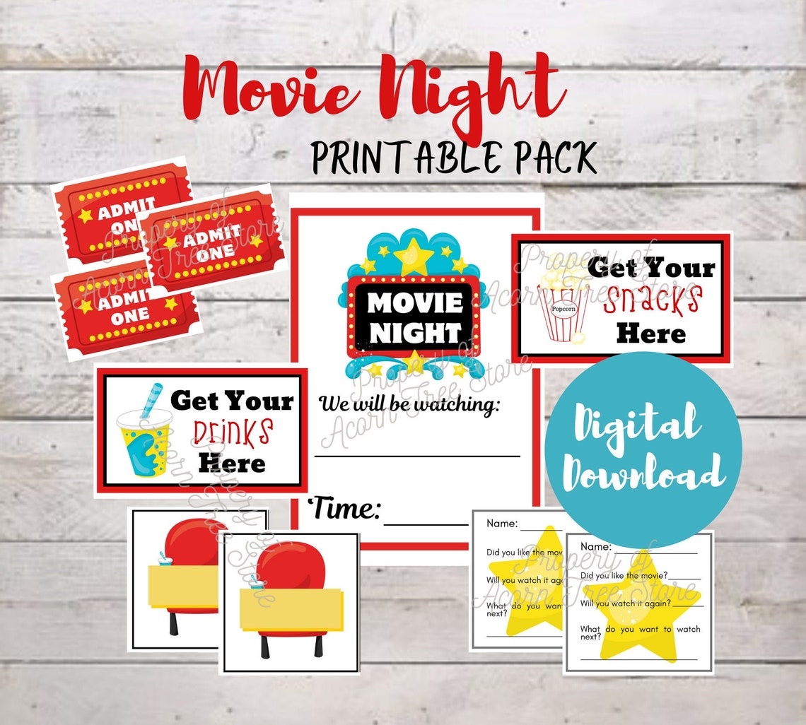 Movie Night Theme Printable Set - Etsy