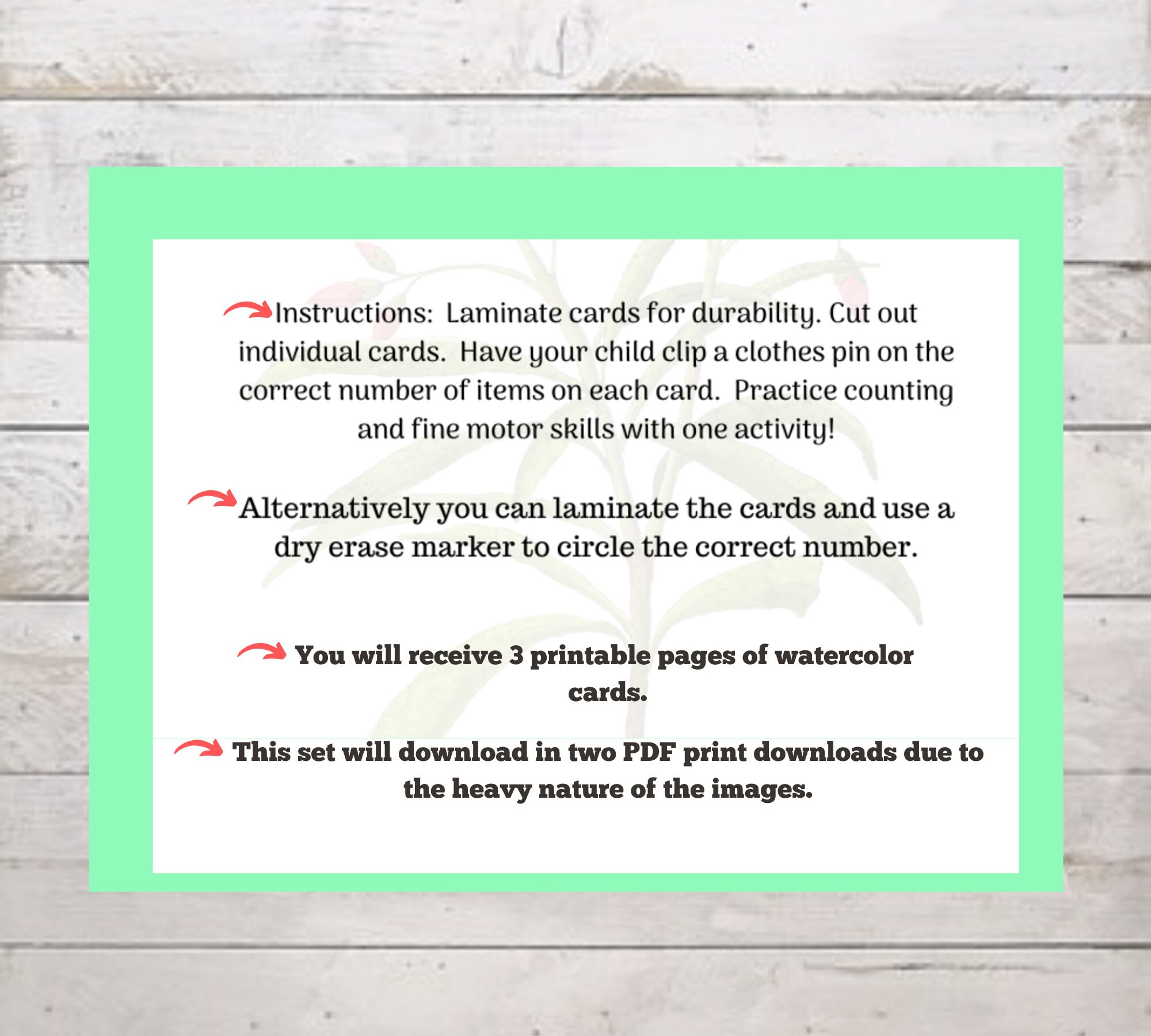 Watercolor Count and Clip Cards - Etsy