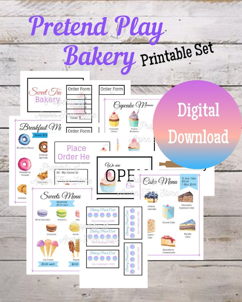 Pretend Play Bakery Printable Set - Etsy