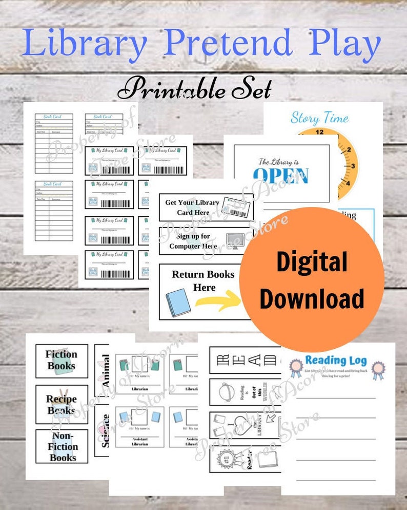 Library Pretend Play Printable Set - Etsy