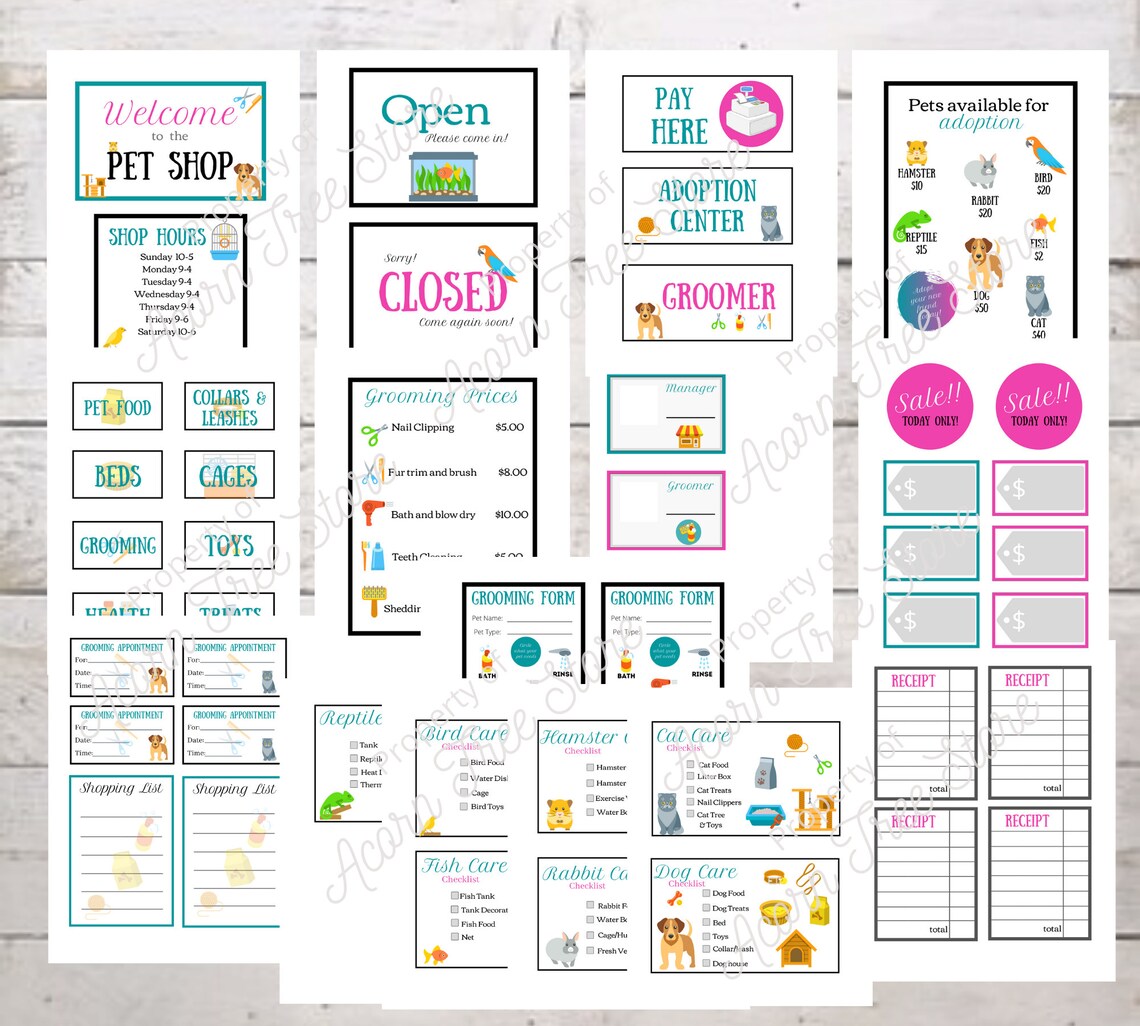 Pet Shop Pretend Play Printables - Etsy