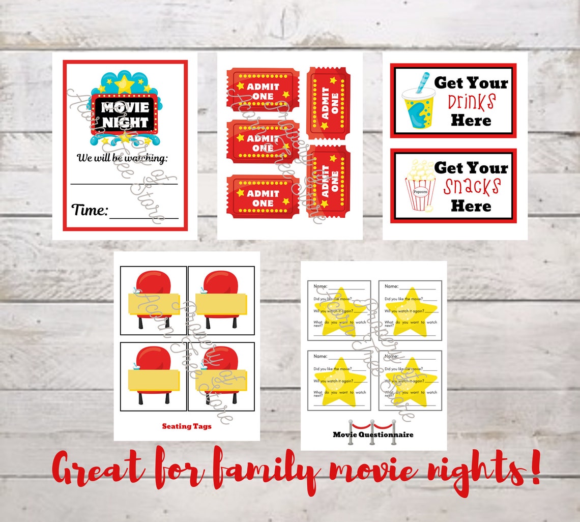 Movie Night Theme Printable Set - Etsy