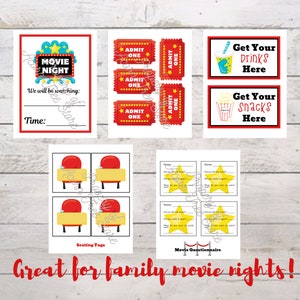 Movie Night Theme Printable Set - Etsy
