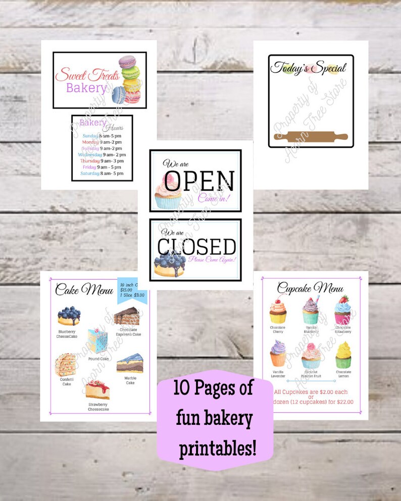 Pretend Play Bakery Printable Set - Etsy