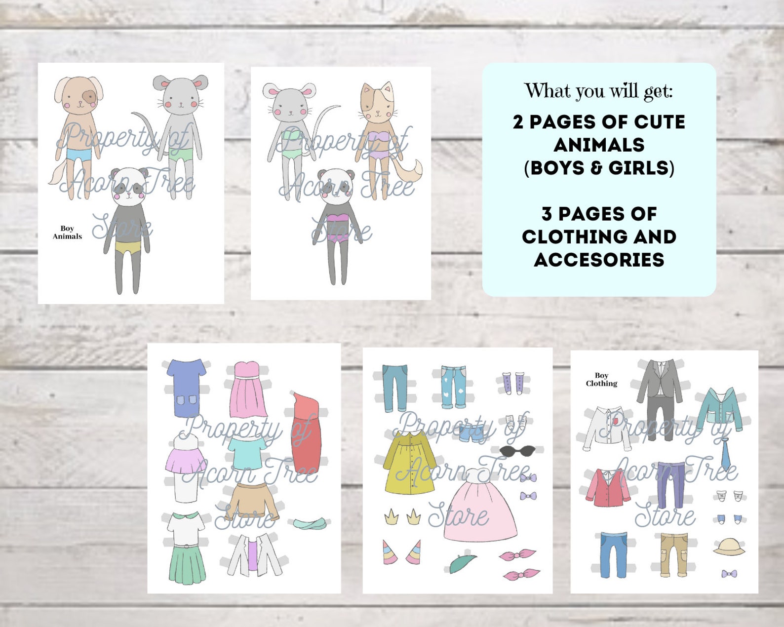 Animal Paper Doll Printables - Etsy Canada